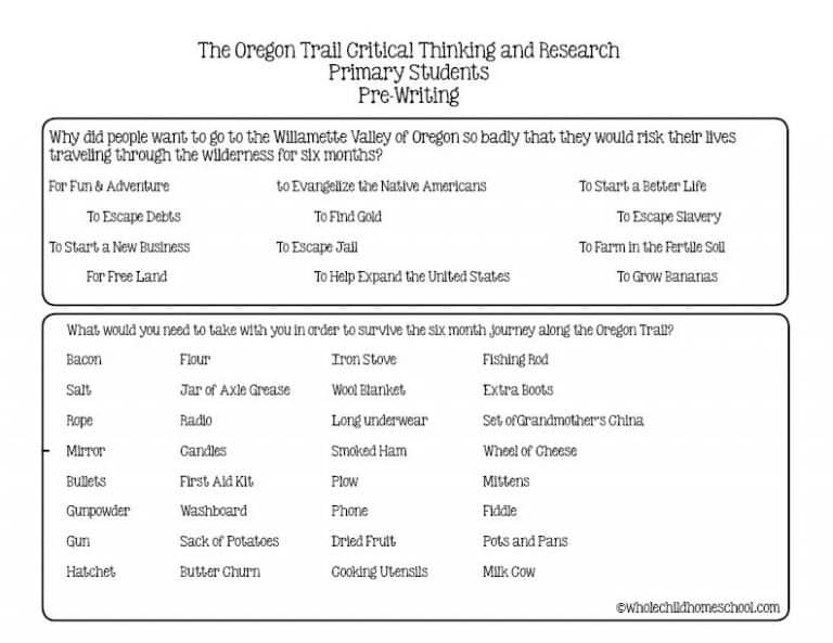 FREE Oregon Trail Unit Study for Homeschool Families: PreK-2nd grade