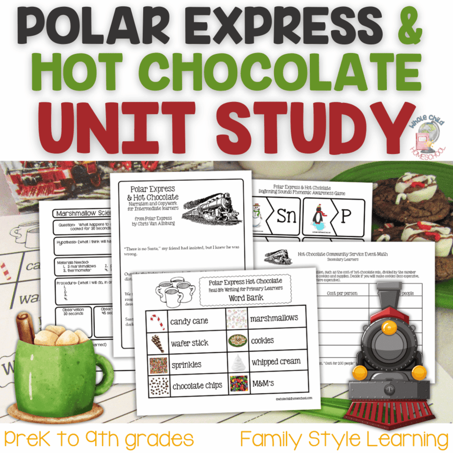 Polar Express & Hot Chocolate Unit Study Curriculum + Printables Combo