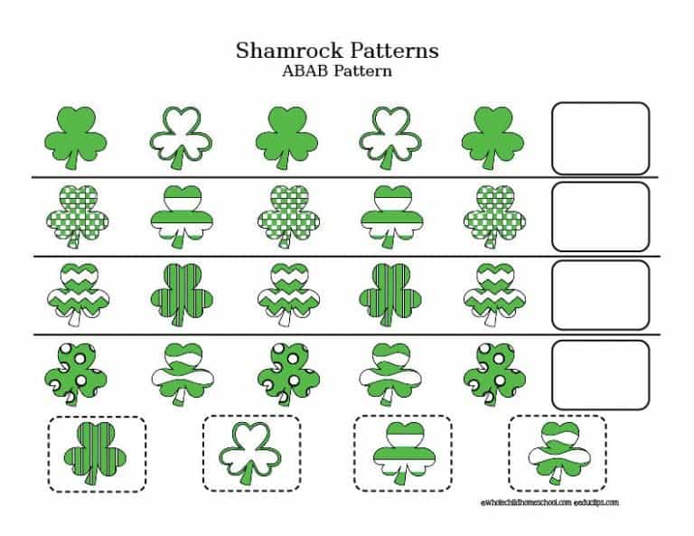 FREE Shamrock Patterns Worksheets - PreK-1st Grade