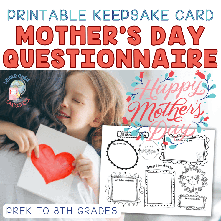 Mother's Day Interactive Questionnaire Keepsake Cards to Print and